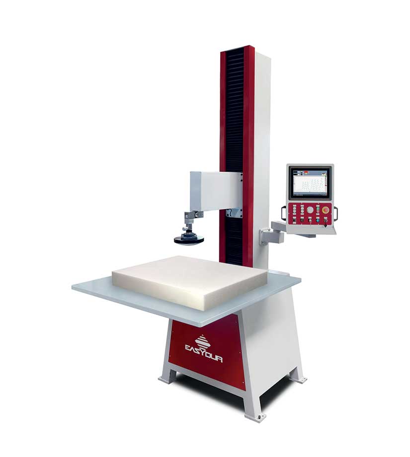 Indentometer: it tests indentation hardness of foam, cellular plastics